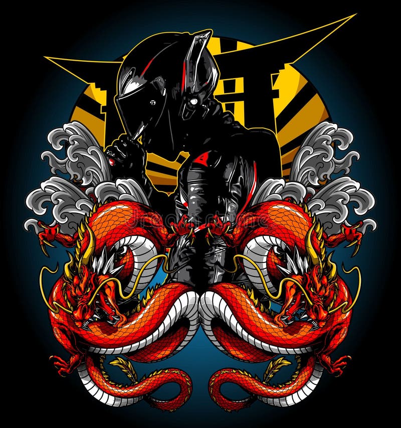 Two Dragons and a Biker Vector Template Stock Vector - Illustration of ...