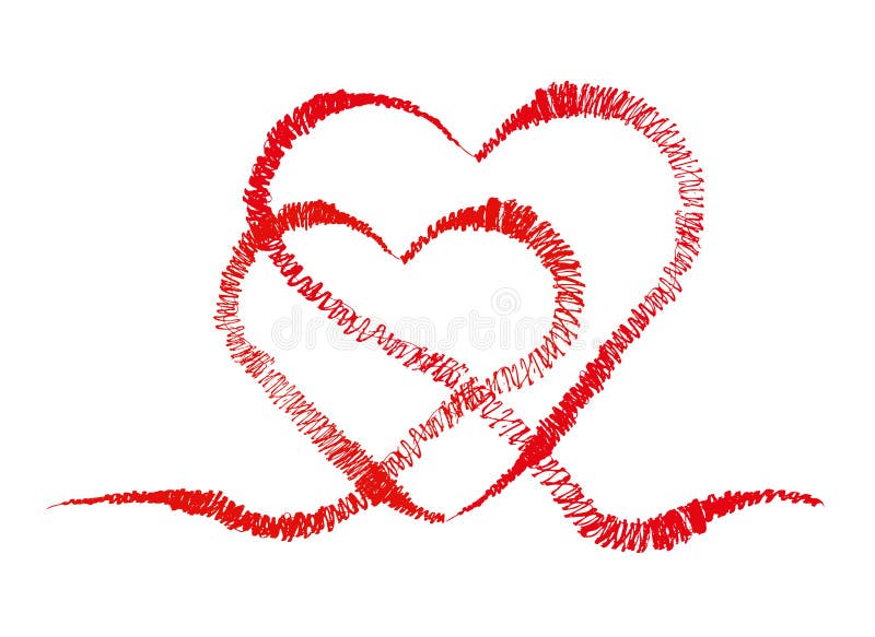 Two Drawn Hearts, One Inside the Other. Vector Graphics Stock Vector ...