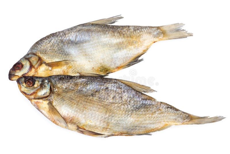 Two Dried Salted Fish Isolated on White Stock Photo - Image of silver ...