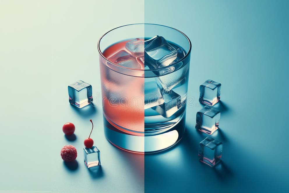 Two Drinks Placed on a Surface that Appears To Be Split into Two ...