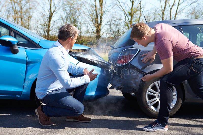 Two Drivers Arguing after Traffic Accident Stock Image - Image of ...