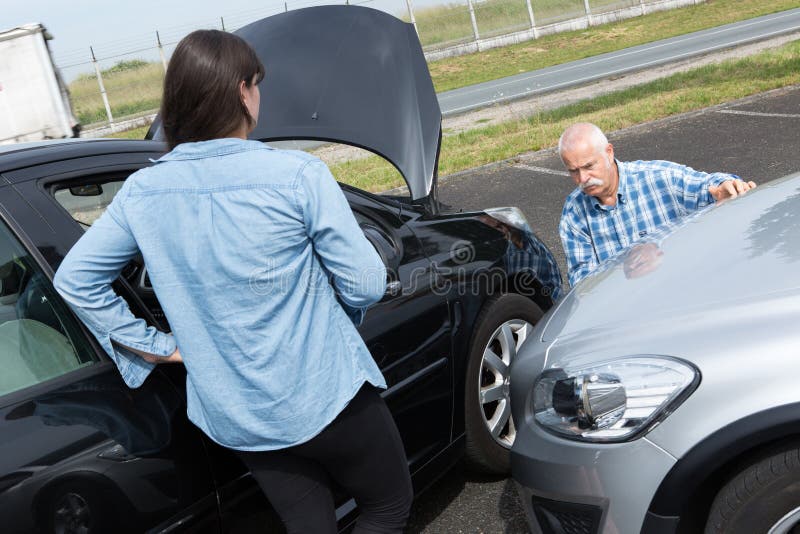 Two Drivers Arguing after Traffic Accident Stock Image - Image of ...