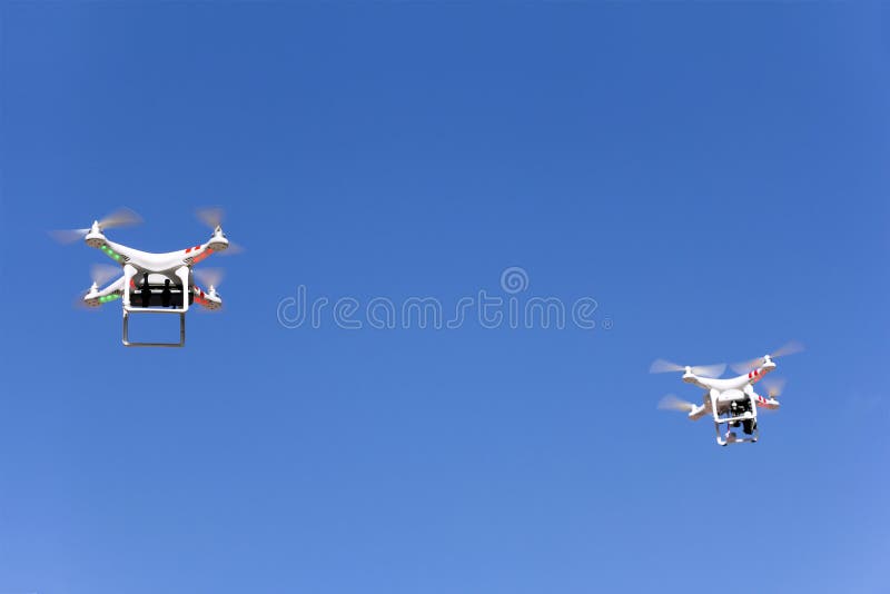 Two Drone is flying stock image. Image of equipment, photographing ...