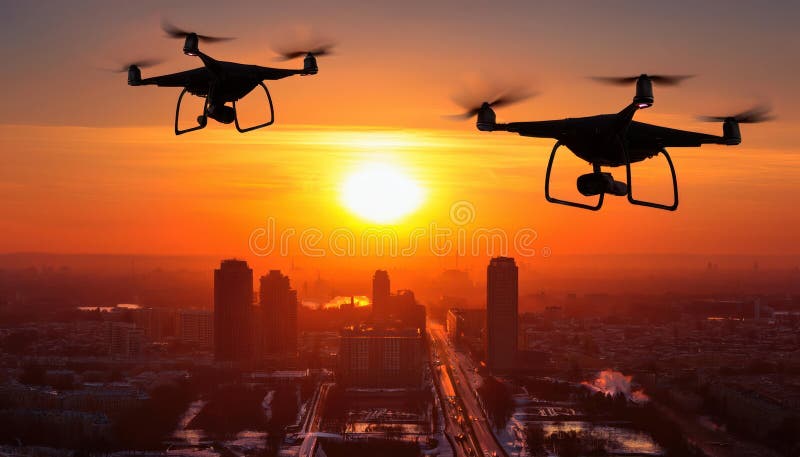 Two Drone Quad Helicopters Flying with High Resolution Digital Camera ...