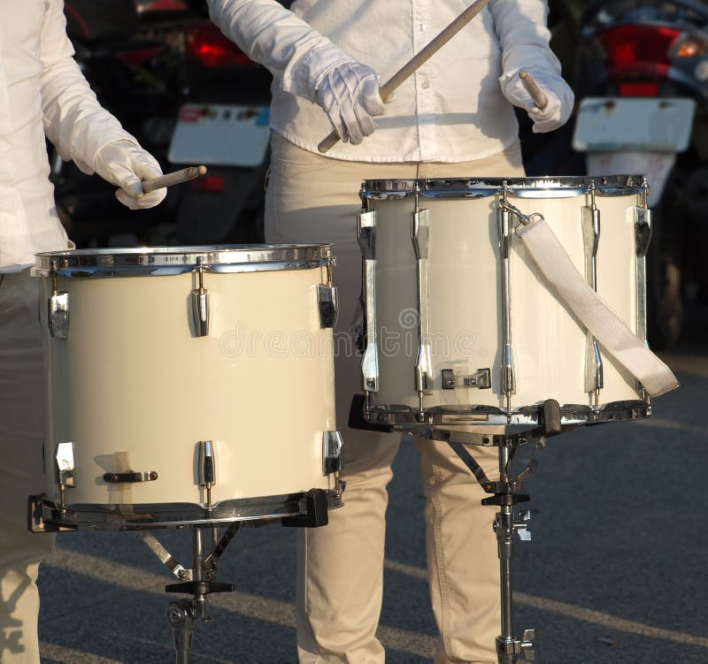 Two Drummers Beat Their Drums Stock Image - Image of performance, metal ...