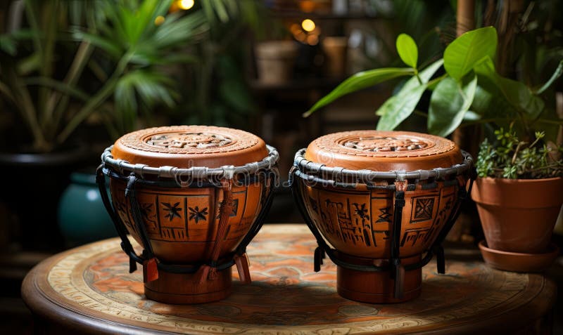 Two Drums on Table stock image. Image of percussion - 348233553