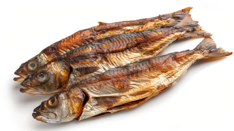 Two dry fish on white stock image. Image of protein - 315024785