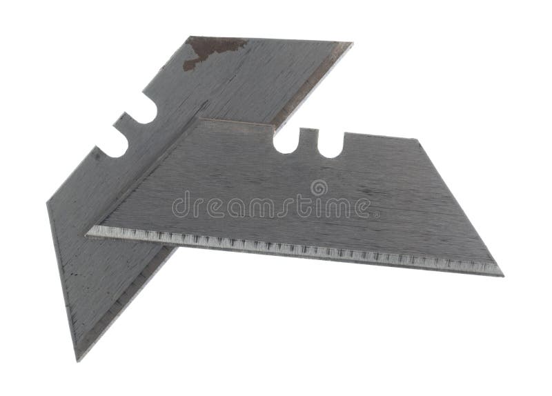 Two Drywall Razor Blades Atop One Another Isolated on a White ...