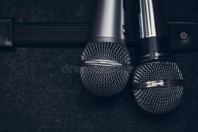 Two Dual Microphone for Vocalists Duet of Singers Stock Image - Image ...