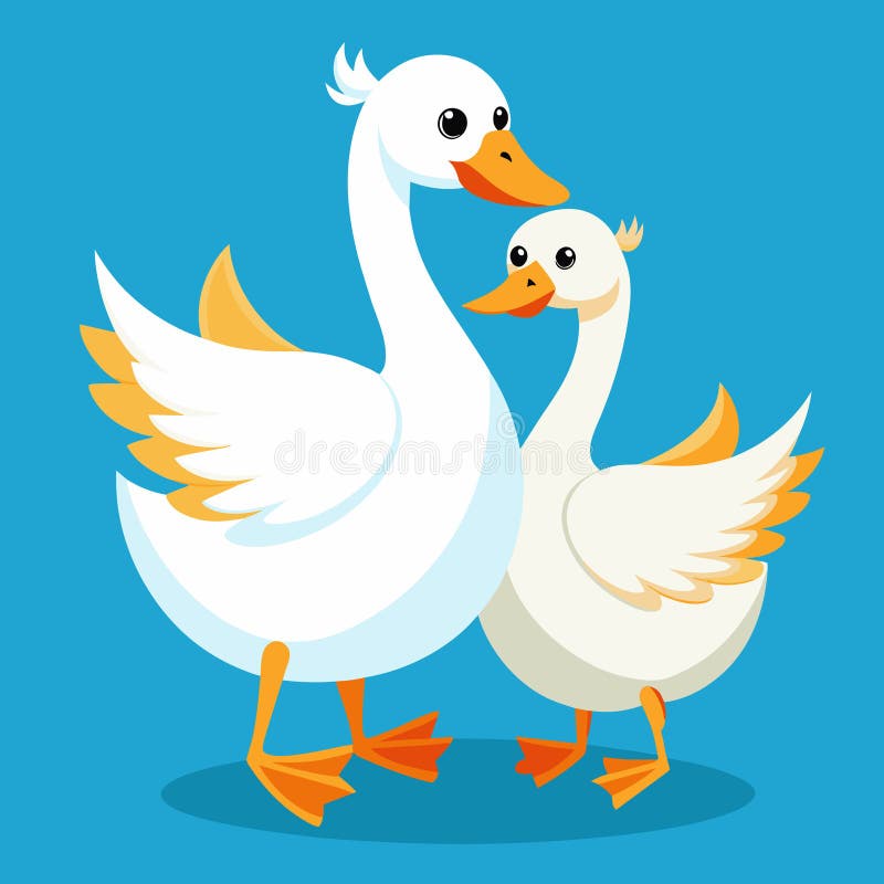 Two Ducks are Standing Next To Each Other and One Has a Blue Background ...