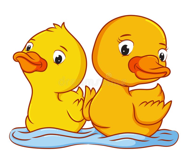 The Two Ducks are Swimming on the Water Stock Vector - Illustration of ...