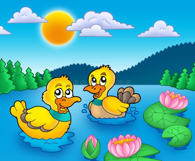 Two Ducks In The Sun stock vector. Illustration of sunshine - 58665468