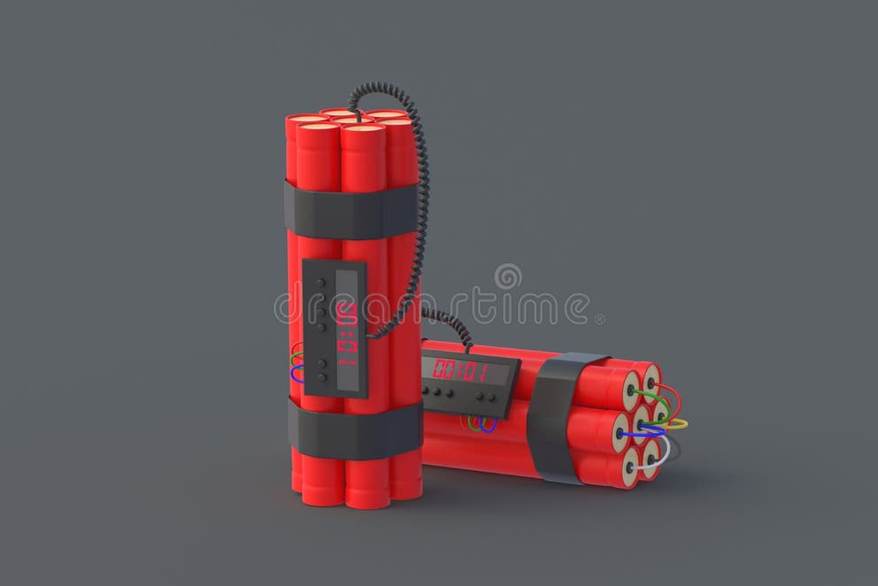 Two Dynamite Bombs with Digital Timer. Countdown and Deadline Stock ...