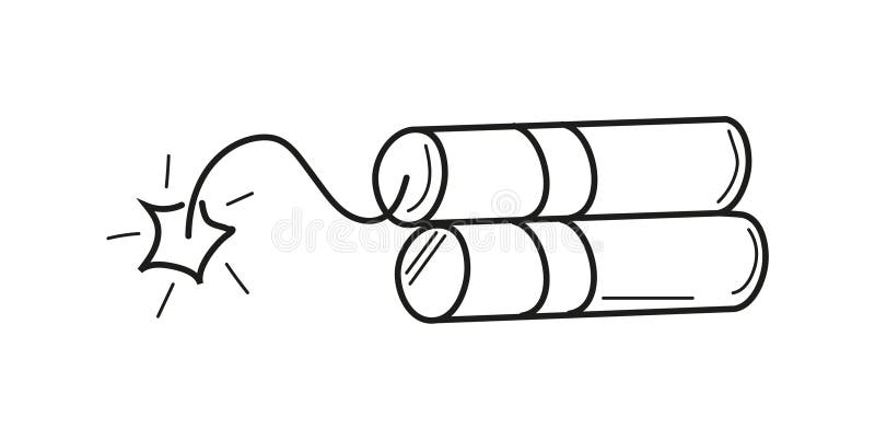 Two Dynamite Sticks in Doodle Style. Hand-drawn Explosive Objects with ...