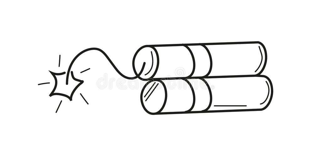 Two Dynamite Sticks in Doodle Style. Hand-drawn Explosive Objects with ...