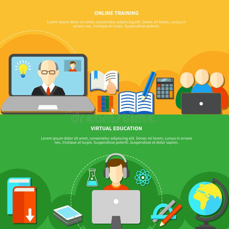Two E Learning Banner Set stock vector. Illustration of learning - 88555687