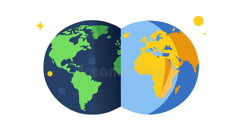 Two Earth Globes Hemispheres Icon, Global and Duality Symbol, Vector ...