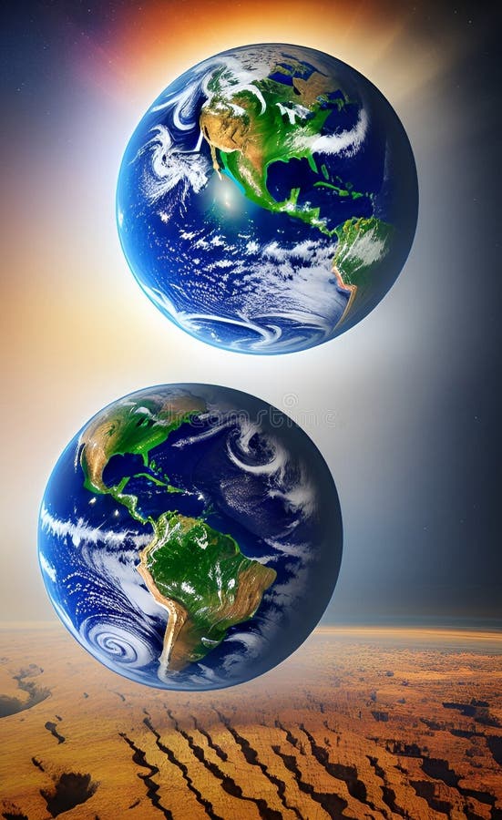 Two Earth Illustration Artificial Intelligence Artwork Generated Stock ...