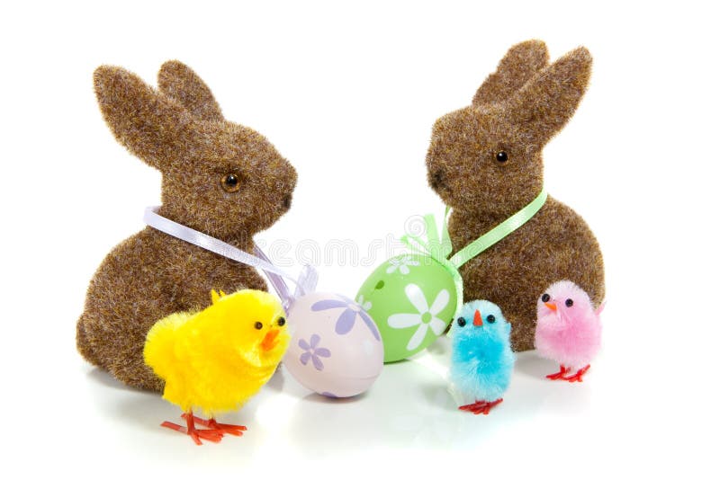 Two easter bunnies stock image. Image of neck, green - 13207397