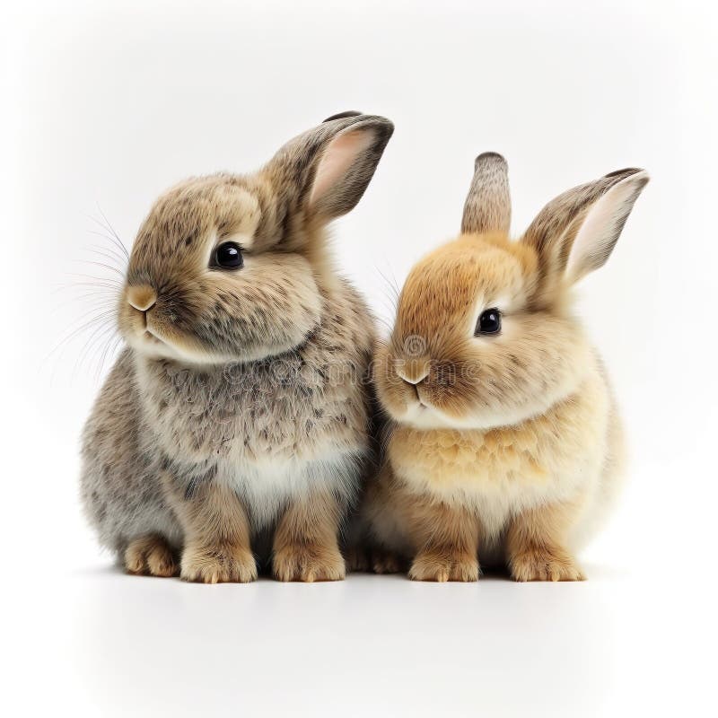 Two Easter Bunnies on White Background Stock Illustration ...
