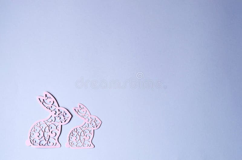 Two Easter Bunny Cut Out of Pink Paper Stock Image - Image of color ...