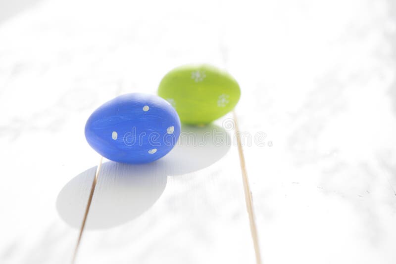 Two Easter Eggs on Wooden Background Stock Photo - Image of planks ...