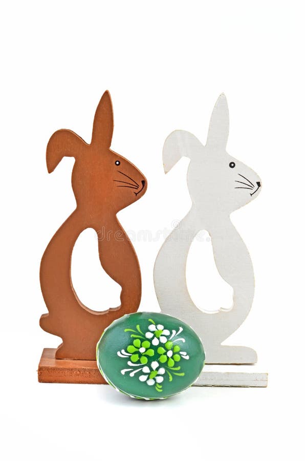 Two Easter rabbit with egg stock photo. Image of gift - 37732628