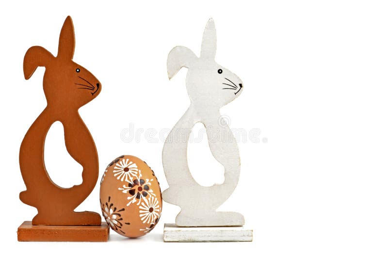 Two Easter rabbit with egg stock image. Image of card - 38886591
