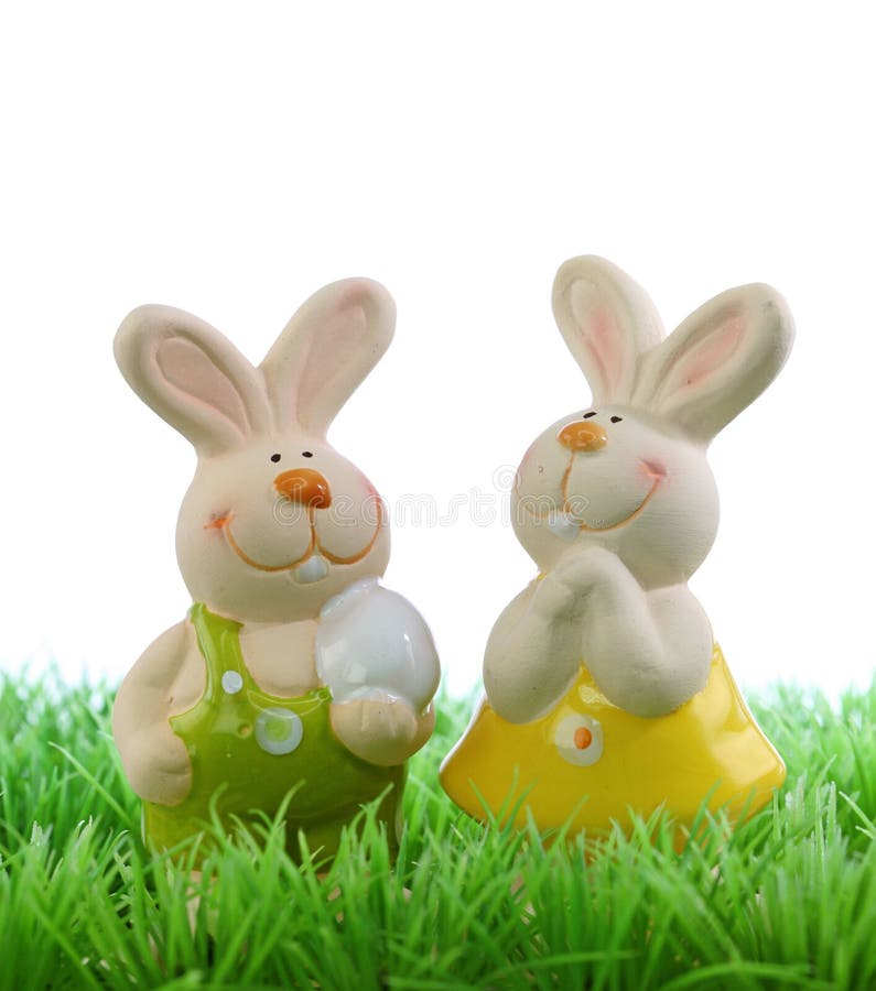 Two Cute Little Easter Bunnies Stock Image - Image of carrots, flowers ...