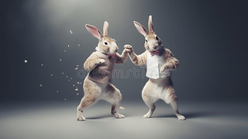 Two Easter Rabbits Dancing in Elegant Suit Stock Photo - Image of ...