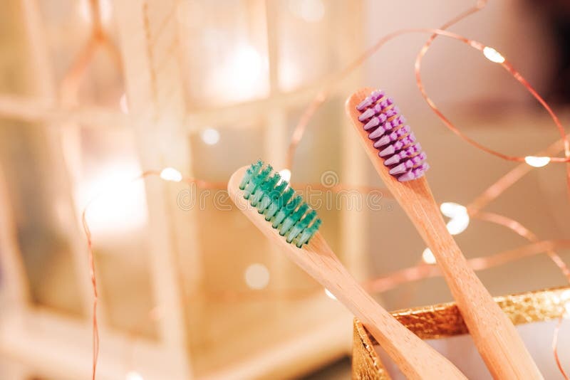 Two Eco Bamboo Toothbrushes with Sparkles. Eco Friendly and Christmas ...