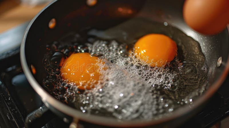 Two Eggs Being Fried in a Pan with Water, a Cooking Masterpiece, Ai ...