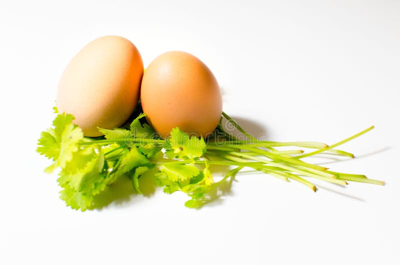 Two Eggs on a Leaf of Parshley Stock Image - Image of brunch, fried ...