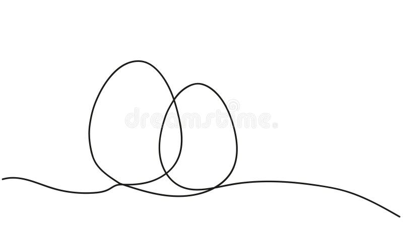 Two Eggs One Line Art on a White Background. Easter Eggs. Continuous ...