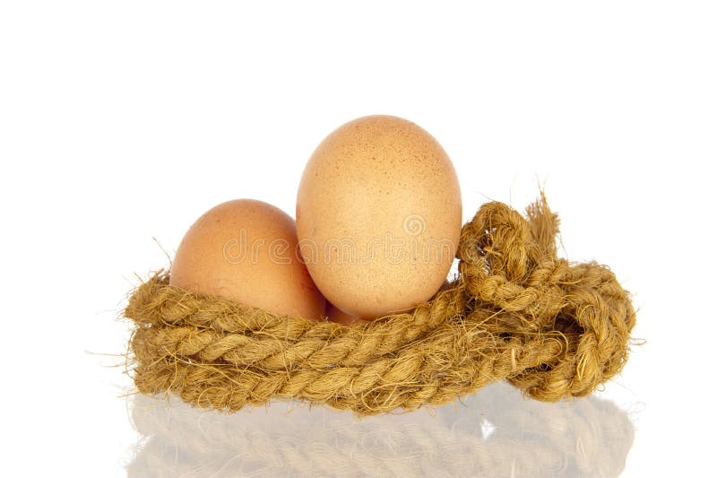 Two eggs in rope nest stock photo. Image of decorate - 36687050
