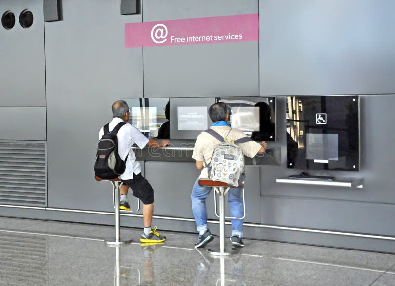 Two Elderly People Use Free Internet Editorial Image - Image of ...