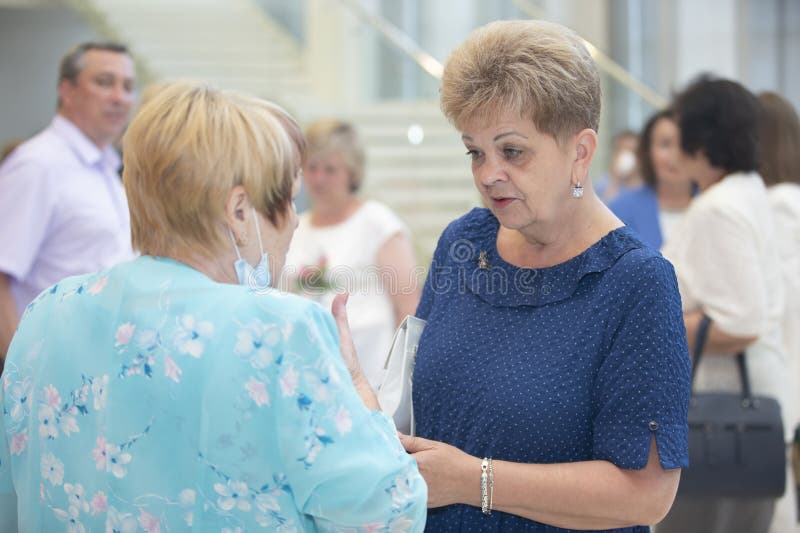 Two Elderly Women Talk and Communicate with Each Other Editorial ...