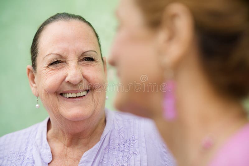 Two Elderly Women Talking on Park Bench Stock Photo - Image of cheerful ...