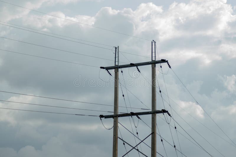 Electric Poles beside Main Road in Cloudy Stock Photo - Image of ...