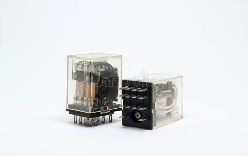 Electrical Relay on White Background. Stock Image - Image of bobbin ...