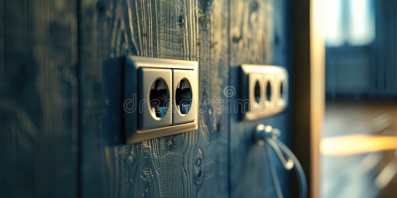 Two Electrical Outlets on a Wooden Wall Stock Photo - Image of safety ...