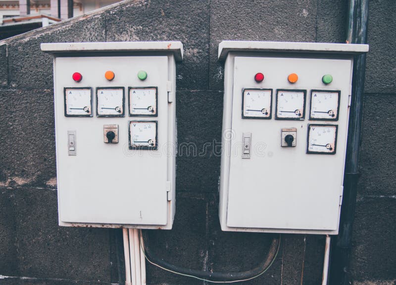 Electrical Panels with Electricity Meters, Installed on the Floor of a ...