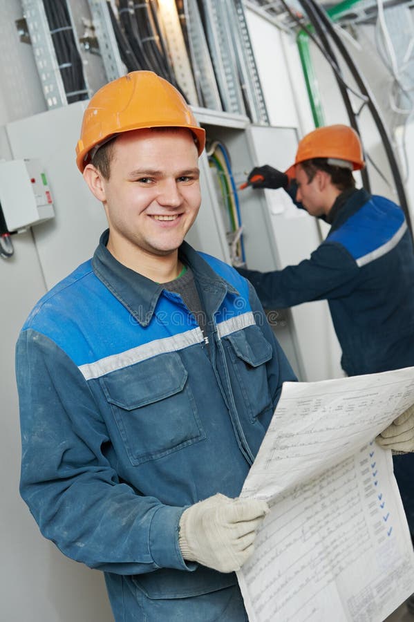 Electrician Works with Electric Network Stock Photo - Image of safety ...