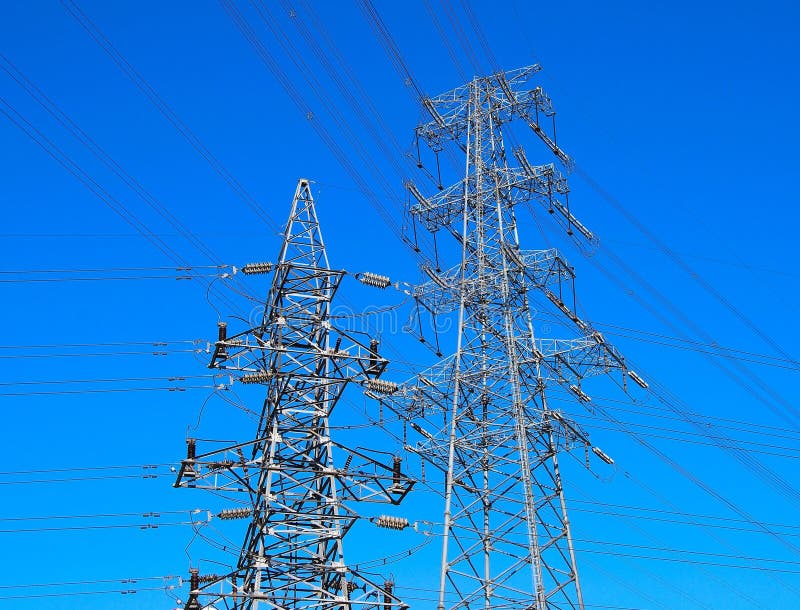 Two electricity pylons stock photo. Image of coupler - 26944498
