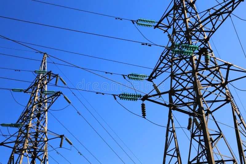 Two electricity pylons stock image. Image of outside - 14703757