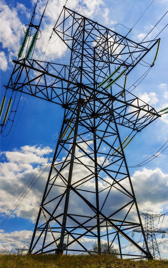 Two electricity pylons stock photo. Image of high, wire - 77997704