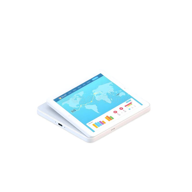 Tablet Displaying World Map and Data - Generated Using Ai Stock ...