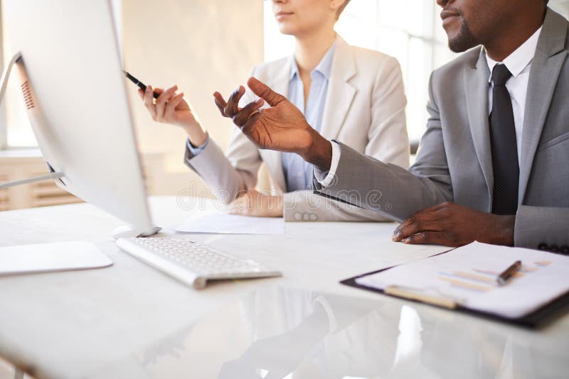 Making presentation stock image. Image of person, discussing - 141582151