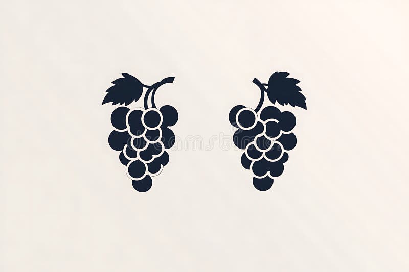 Two Elegant Black Grape Bunches Silhouette Icons Design Elements Stock ...