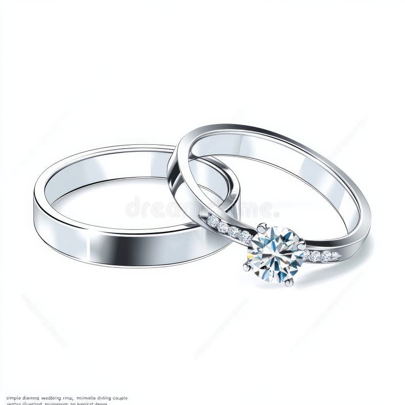 Elegant Diamond Wedding Rings with Minimalist Design Stock Image ...